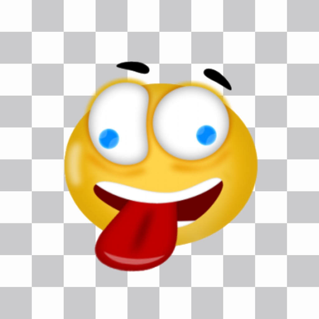 Autocollant pour les photos smiley fou collant sa langue. autocollant ...